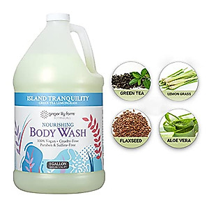 Ginger Lily Farms Botanicals Nourishing Body Wash, Island Tranquility, 100% Vegan & Cruelty-Free, Green Tea & Lemongrass Scent, 1 Gallon Refill (128 fl. oz.)