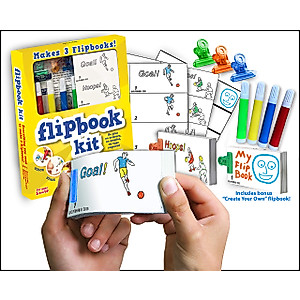Fliptomania Make Your Own Flipbook Kit: Basketball and Soccer - Paper Stop Motion Animation Kit : Creative Flip Book Kit for Kids 6-12 and Creative Animation Artists