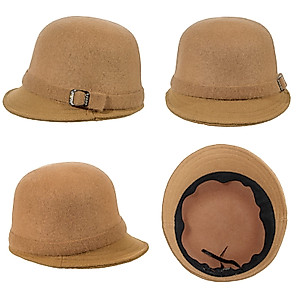 Winter Bucket Hats for Women 1920s Vintage 100% Wool Felt Cloche Hat Crushable Church Derby Party Fashion