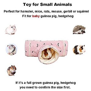 Amakunft Guinea Pig Tunnels and Tubes, Guinea Pig Hideaway Play Toy, Tunnel for Hedgehog, Hamster, Mice, Rats, Gerbil Rat, Squirrel (Pink)