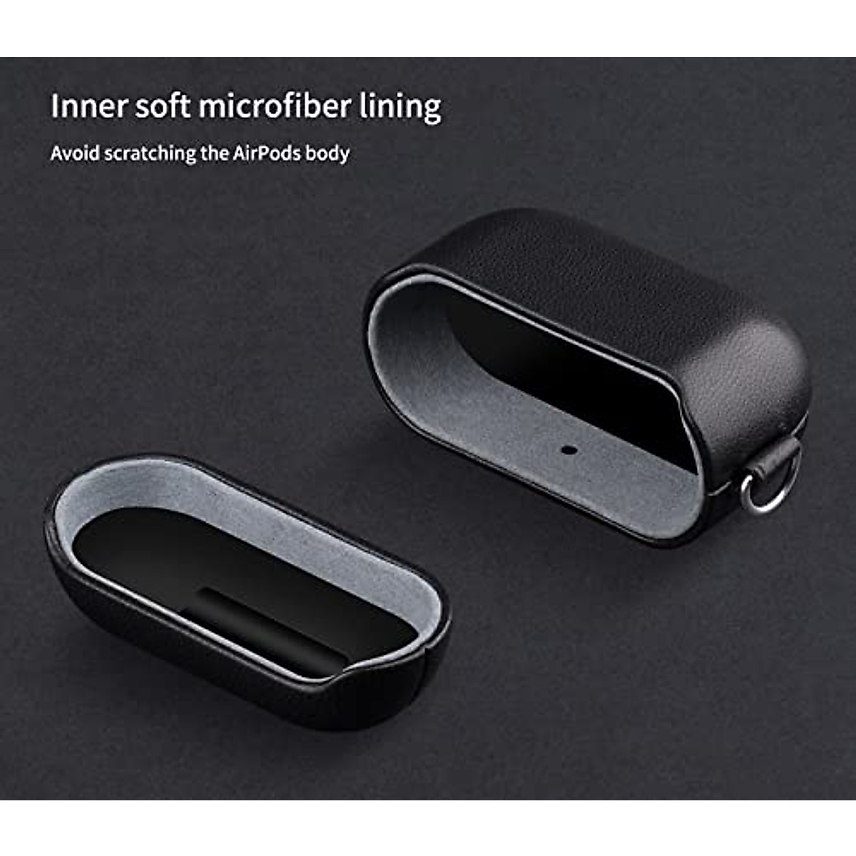 Leather Case Compatible with AirPods 3rd Generation, Lopie Handmade Sheep Leather Case with Keychain for New AirPods 3, Portable Protective Case/Cover with Loss Prevention Clip for Man/Woman - Black