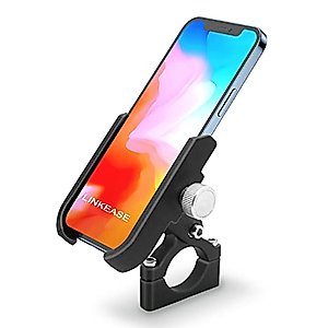 LINKEASE Aluminium Bike Phone Mount, Metal Motorcycle Phone Holder, Universal Bike Handlebar Phone Cradle, 360 Rotatable Compatible with 3.5-6.5 Inch iPhone & Android Cell Phones