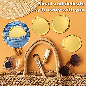 Yalikop 8 Pcs Compact Mirror Bulk with 1X 2X Magnification Double Sided Mini Travel Makeup Mirror Small Portable Pocket Mirror Folding Round Purse Compact Mirrors for Women Bridesmaid Gifts(Gold)