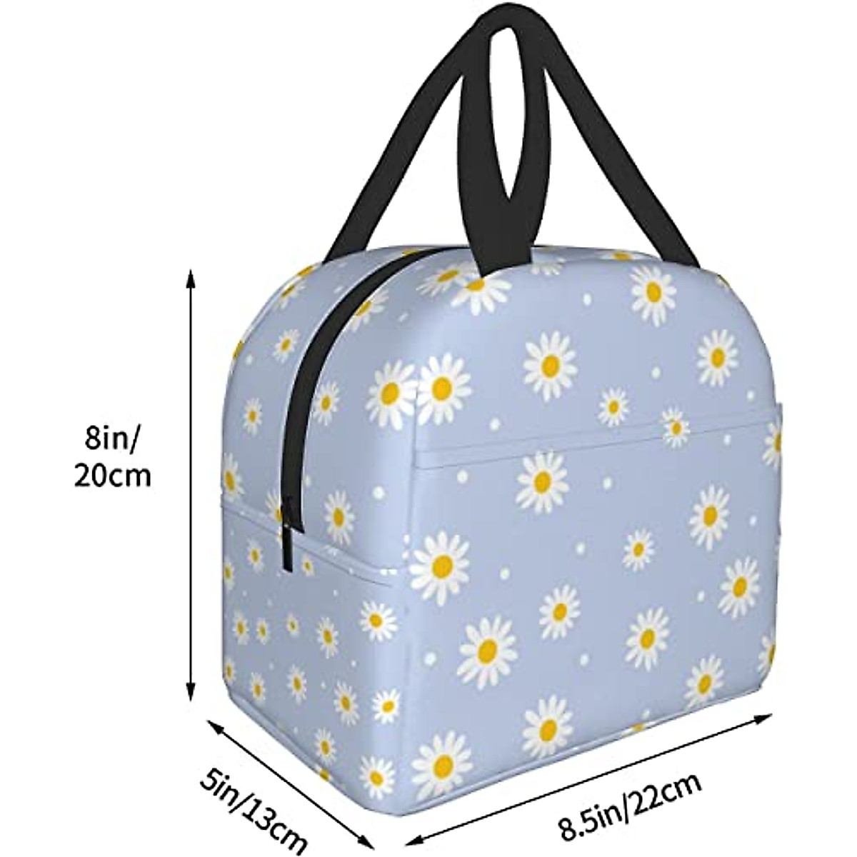 Insulated Lunch Bag for Girls Women, Cooler Tote Reusable Lunch Box Container For Girls Boys School Work Office Travel Picnic Floral Daisy Purple Flower