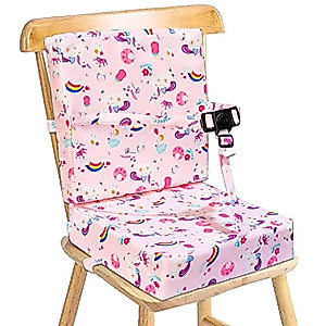 Toddler Booster Seat for Dining Table, Kids Child Baby Booster Seat for Table with Backrest, Adjustable Straps Safety Buckle, Waterproof Washable, Non-Slip Bottom Booster Cushion