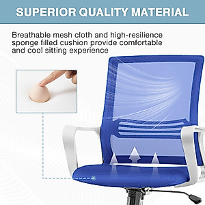 AFO Home Office Desk Chair with Ergonomic Lumbar Supportive Armrest, Mid Back, Tilting Function, Breathable Mesh and High Resilience Sponge Swivel Rolling, Adjustable Height, Navy Blue