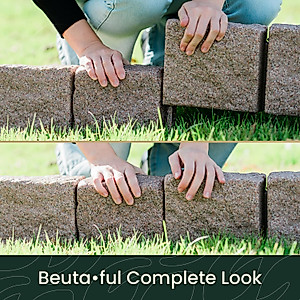 Beuta Sandstone Extender Block – Landscape Edging for Lawn & Garden, Easy No Dig Installation and Connects to Other Beuta Blocks, Heavy Duty Composite Resin Flex Wall Stone - 1 pc.