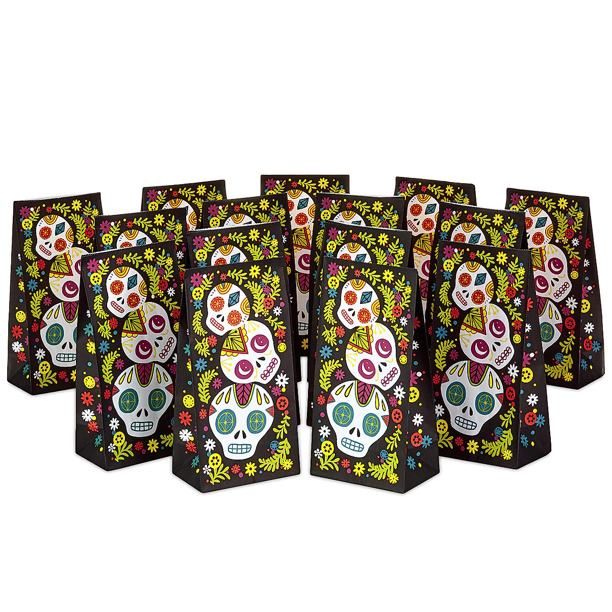 Hallmark Day of the Dead Party Favor and Wrapped Treat Bags (15 Ct.) for Halloween, Día de los Muertos, Class Parties, Care Packages and More