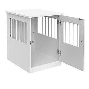 ClosetMaid Pet Crate End Table Furniture for Small Dogs or Cats Under 12 lbs, White Wood Finish