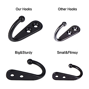 Onwon 20 Pieces Wall Mounted Hooks with 50 Pieces Screws, Vintage Style Robe Hooks Single Coat Hanger Coat Hooks (Black)