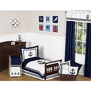 Baby/Kids Clothes Laundry Hamper for Anchors Away Nautical Navy and White Bedding
