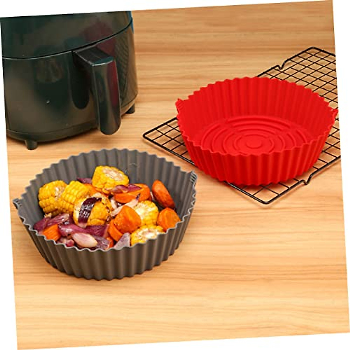 UPKOCH Air Fryer Pan Round Baking Pan Air Fittings Cake Baking Pans Reusable Air Fryer Pot Mat Air Fryer Baking Tray Oven Liner for Oven Bottom Air Fryer Silicone Liner Kitchen Supplies