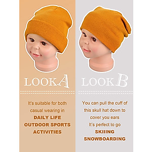 SATINIOR 4 Pieces Kids Satin Lined Beanies Winter Toddler Knit Ski Baby Beanie Hat Warm Skull Caps for 3 to 15 Child Baby Boys Girls