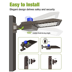 LED Parking Lot Light, 300W, 42,000LM 5000K Shoebox Light with Dusk to Dawn Photocell,Adjustable Arm Mount, IP66 Waterproof, Commercial LED Area Security Light for Parking Lot,Roadway,2PACK