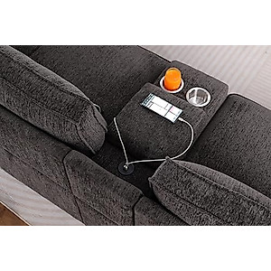 YOPTO Sectional Sleeper Sofa,Modular Couch with Pull Out Bed,Convertible L Shaped Sectionals W/Storage Chaise & Console,Cup Holder,USB & Type-C Port,Chenille Fabric,5 Seater for Living Room,Brown,120"