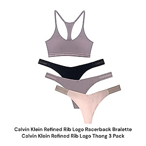 Calvin Klein Refined Rib Logo Thong 3 Pack (as1, alpha, m, regular, regular, Black(qp2943-680) P_p)