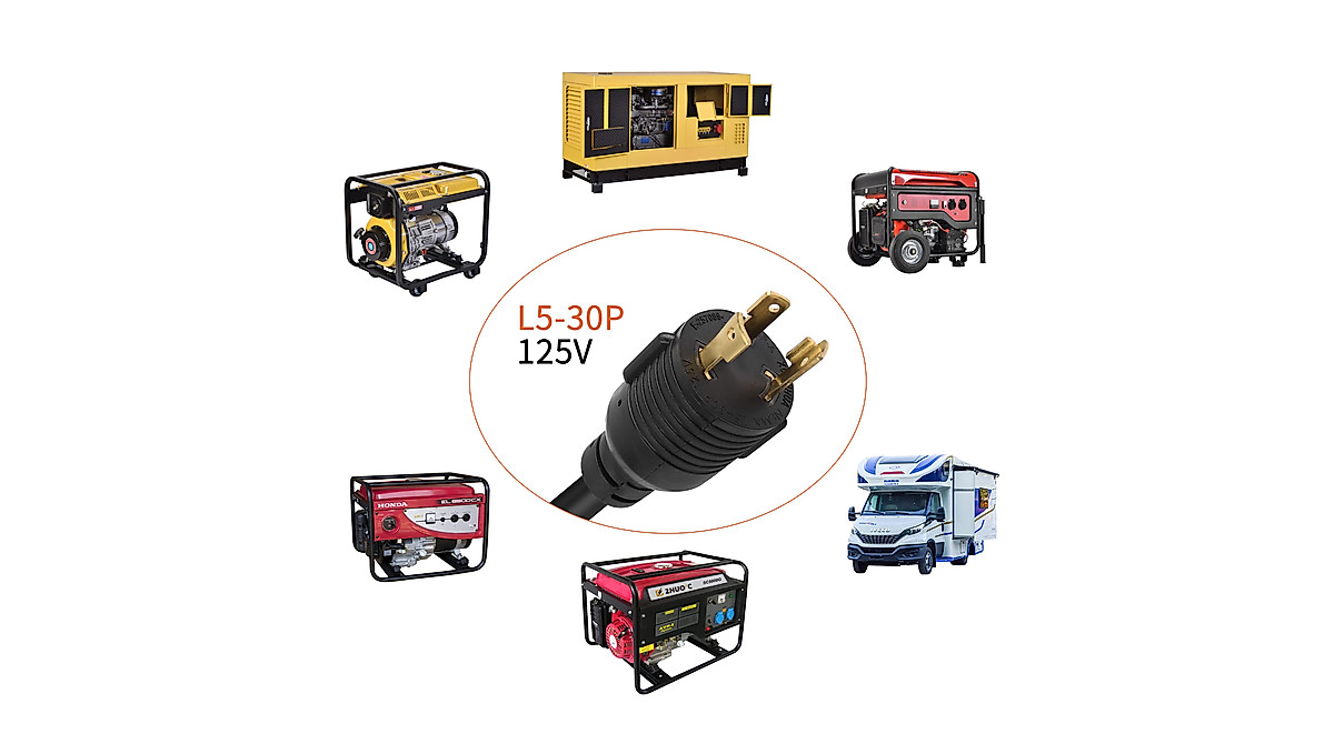 30Amp Generator Power Cord YACSEJAO 1.5FT 10AWG NEMA L5-30P to 3 Outlet ...