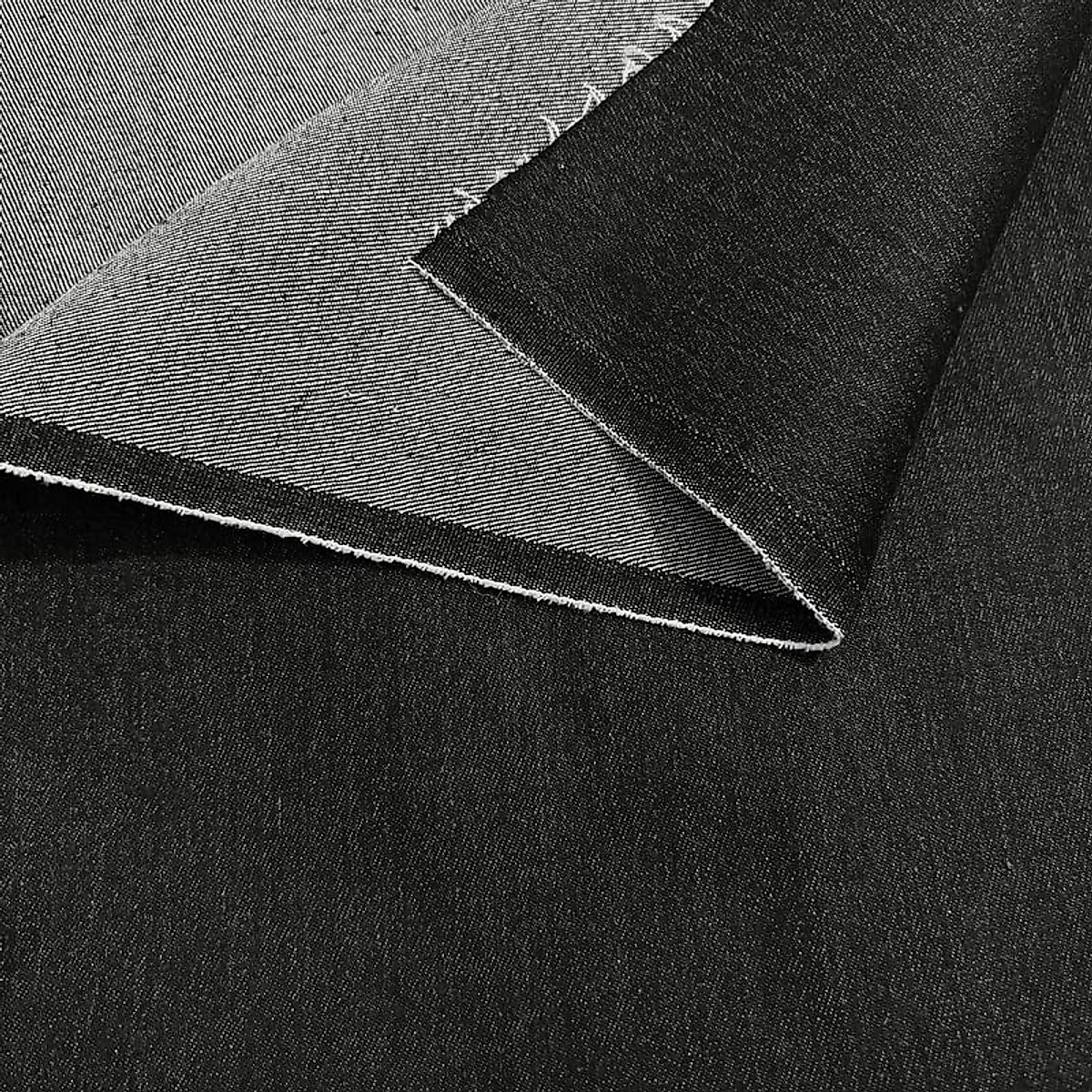 Kiran Collections-1-yard 9 oz Gray Black Denim Fabric for Sewing, Crafting |Medium-Weight Denim Fabric |Denim Fabric by The Yard |Jean Material|Denim Material|Black Jean Fabric (60''x36'')