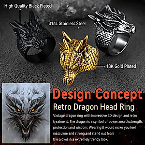 FaithHeart Punk Dragon Ring for Women Hip-hop Design Nordic Mythology Jewelry for Male