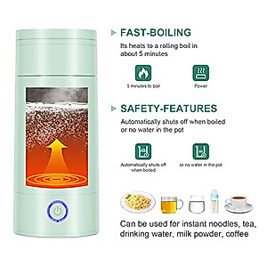 Small Portable Electric Kettle - 300ml Travel Mini Electric Tea Kettle - Portable Water Boiler(Green)