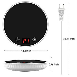 Kerjthu Coffee Mug Warmer, Smart Cup Warmer for Desk Beverage Warmer with 2 Temperature Setting Auto Shut Off Electric Tea Warmer & Candle Warmer Plate for Home Office Use (White)