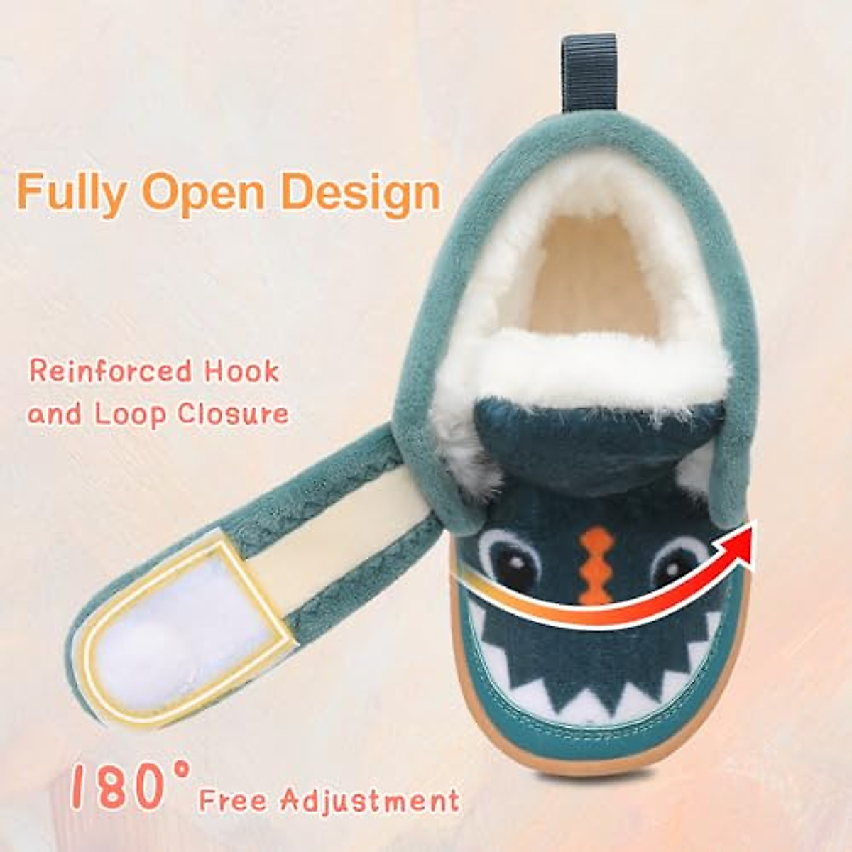 Scurtain Toddler House Shoes Boy Girl Dinosaur Slippers Winter House Walking Ankle Boots Warm Sock Shoes for Toddlers Size