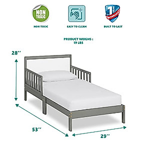 Dream On Me Brookside Toddler Bed In Steel Grey, Greenguard Gold Certified, JPMA Certified, Low To Floor Design, Non-Toxic Finish, Safety Rails, Made Of Pinewood