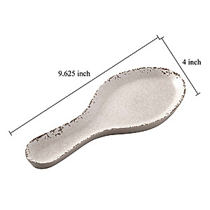UPware Melamine Spoon Rest Spoon Holder Kitchen Utensil Holders 9.625 Inch for Kitchen Counter Dining Table (Crackle Cream)