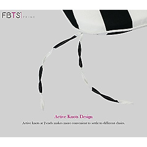 FBTS Prime Outdoor Seat Cushions Set of 2 Patio Chair Cushions with Ties 16x17 Inch Black Stripe U-Shape Chair Pads for Outdoor Patio Furniture Garden Home Office