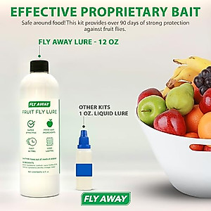 Fly Away - Fruit Fly Trap Kit: 3 Reusable Traps & Liquid Lure. Fast Acting. Stylish Design, Perfect for Kitchens, Bars, Restaurants, Wineries. Catch Fruit Flies for 90+ Days. Indoor Use