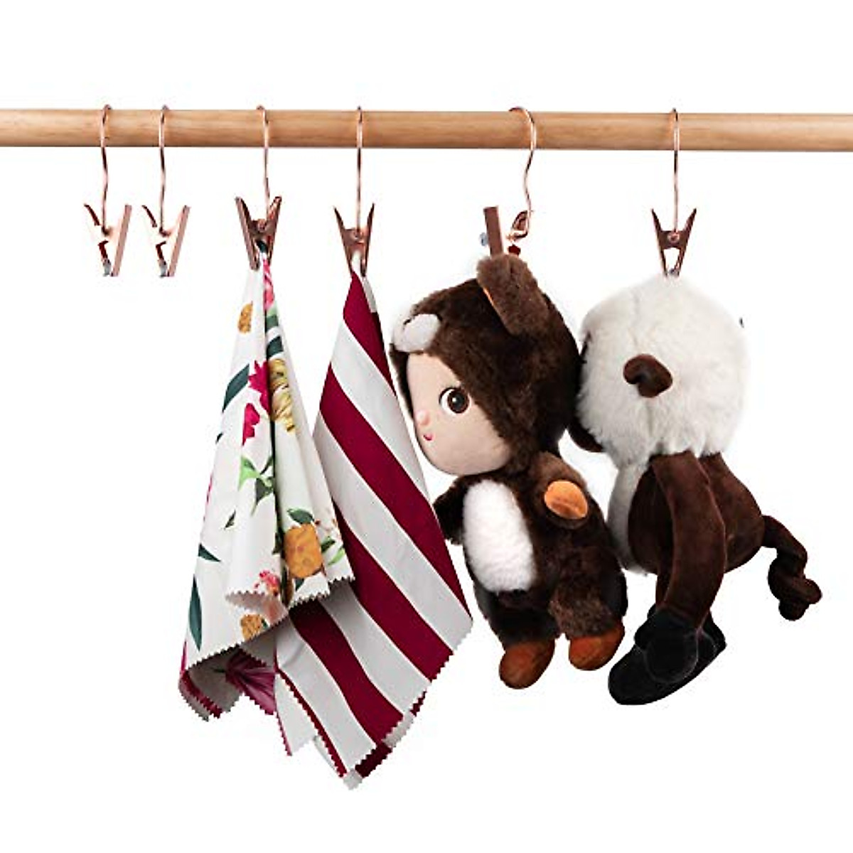 KOOBAY Boots Hanger 4.5" Metal Outfit Hanger Rose Gold Clips for Gloves Shoes Hooks Hair Extension Wigs Clips 12PACK