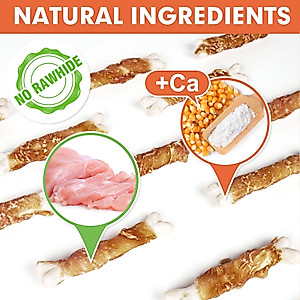 MON2SUN Dog Treats, Chicken Wrapped Calcium Dog Bones Without Rawhide, 4 Inch Training Treats for Teeth Cleaning and Fresh Breath, Dog Chews for Puppy and Small Dogs (10 Ounce - Pack of 1)