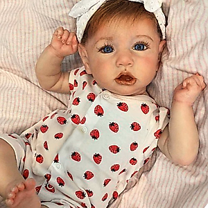 KSBD Reborn Baby Dolls Girl with Realistic Veins, 20 Inch Newborn Baby Doll with Weighted Cloth Body, Lifelike Reborn Doll, Advanced Painted Vinyl Gift Set for Kids Age 3+, Real Saskia Replica