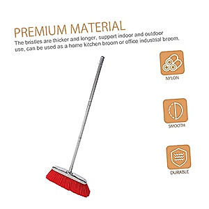 HAWILLOSCH Cleaning Btush Hair Cleaning Broom Long Handle Broom Soft Home Cleaning Supplies Floor Sweeping Broom Office Garbage Cleaner Floor Sweeper Broom Kitchen Broom Red Stainless Steel