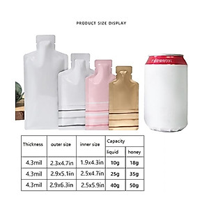 Bottle Shape Open Top Aluminum Foil Pouch Package Bag with Tear Notch Portable Cute Bottle Shape Food Preservation Smell Proof Packaging Pouches (White, 2.9×5.1in (7.5×13cm))