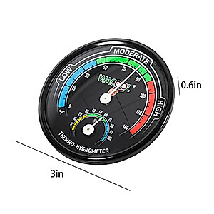 WACOOL Mini Analog Thermometer Hygrometer Pack of 2PCS, Dial Temperature Humidity Gauge Terrarium Thermometer Celsius and Fahrenheit, Night Luminous