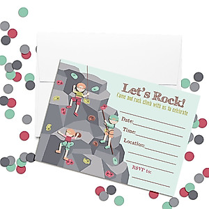 Amanda Creation Rock Climbing Birthday Party Fill in Invitations set of 20 with envelopes
