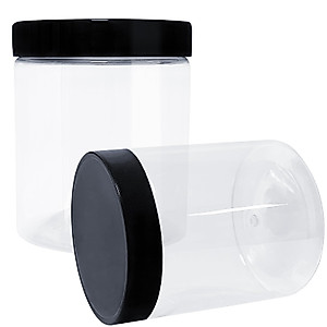 UEJYWUY 24 Pack 17 Oz Plastic Jars With Screw Lids, Wide Mouth Empty Clear Plastic Storage Container, Food Grade Large Round Jar for Household and Kitchen Organizing