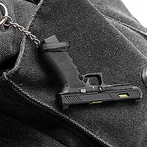 Keychain Mini Tactical Key Chain Collection Gift Pendant Ornament Collection for Boyfriend Men Army Fan (G34-Black)