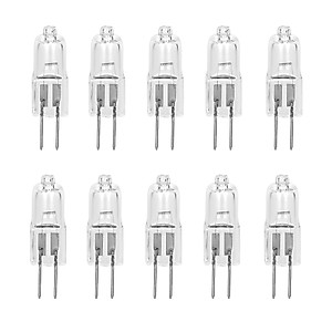 10 Pack CRYSTAL CLEAR LENSE 10 Watt AC DC 12V Capsule T3 Light Bulb Replacement JC G4 2 Pin Base Halogen Kitchen Table Pendant Lamp 12 Volt 10W Bi-Pin Warm Clear Bright White Landscape Desk Lighting