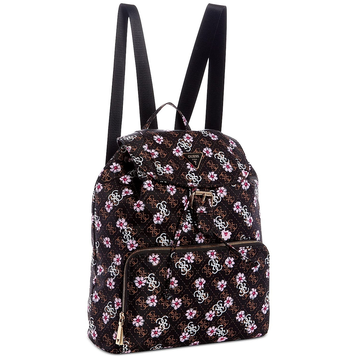 Guess Women's Logo Floral Print Nylon Large Backpack - Black Multi