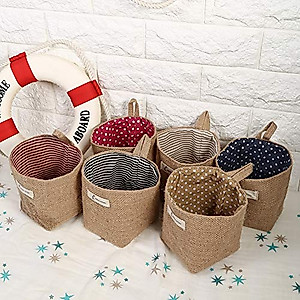 Cotton Linen Laundry Hamper Bag, Cotton Linen Hamper Hanging Clothes Bag for Home Gadget Storage Organizer Foldable Basket Bin (Blue Stripe)