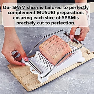 Spam Musubi Mold, Musubi Maker Press 2 Pack with Luncheon Meat Slicer and Rice Paddle - Create Authentic Hawaiian Musubi at Home Non-Stick, The Musubi Mold is Used in Hawaii Restaurants !