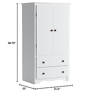 Prepac Monterey, 2-Door Armoire, White
