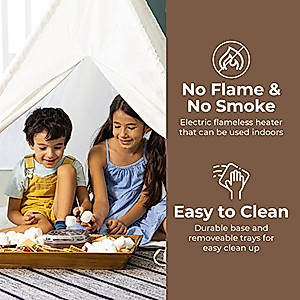 Nostalgia Indoor Electric S'mores Maker - Smores Kit - 4 Compartment Trays - Movie Night Supplies - Balcony Decor - Brown