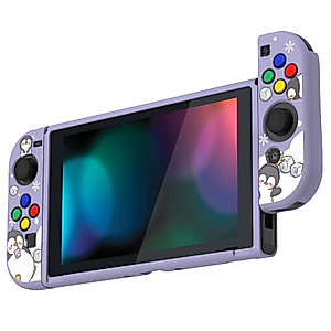 PlayVital ICY Cube Penguin ​Protective Case for Nintendo Switch, Soft TPU Slim Case Cover for Nintendo Switch Joycon Console with Colorful ABXY Direction Button Cap