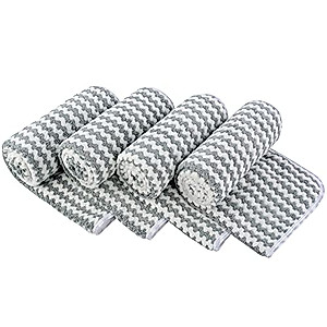 KinHwa Microfiber Hand Towels for Bathroom Super Soft Hand Towel Absorbent Striped Bathroom Hand Towels for Spa Face Gym Sports 16inch x 30inch 4 Pack Greyish-Green