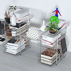 NIHEHAG Large 3 Tier Under Sink Organizers and Storage Bathroom - Multi Purpose Bathroom Cabinet Organizer,Pull Out Organizer and Storage with Dividers/Hooks,Clear Adjustable Medicine Bins (XL)