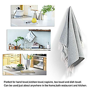 Mia'sDream Tassels Cotton Hand Face Head Guest Gym Towel Set Washcloth Kitchen Tea Towel Dish Cloth Set 3 Pack 16inch X 24inch (Grey)