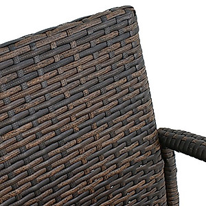 LEMY Outdoor Brown Wicker Rattan Bar Stool All-Weather Patio Furniture Chair Set with Armrest and Footrest (Set of 4)